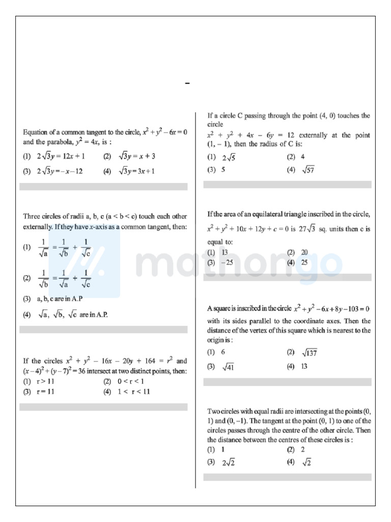 CQB Math Jee Main 2019 Circle | PDF