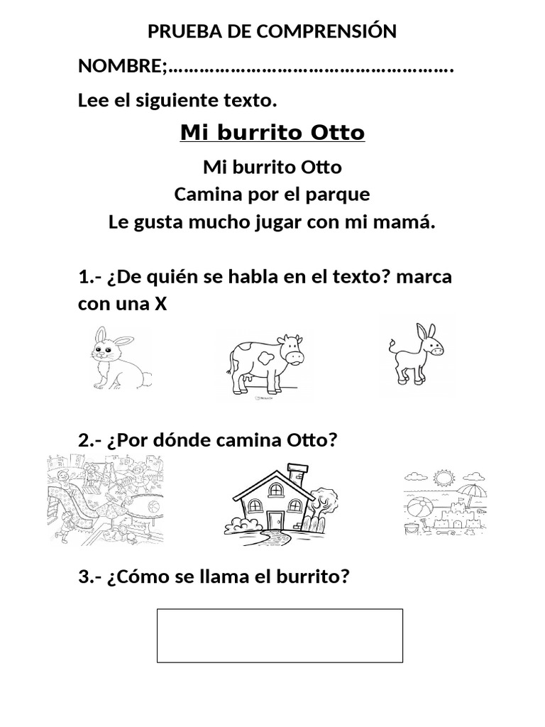 Comprensión Lectora: Mi Burrito Otto | PDF