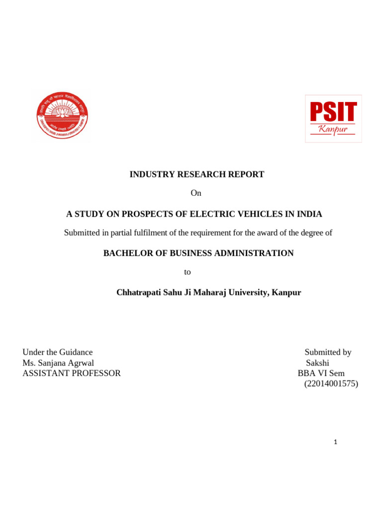 Electric Vehicle Prospects in India Report | PDF | Electric Vehicle ...