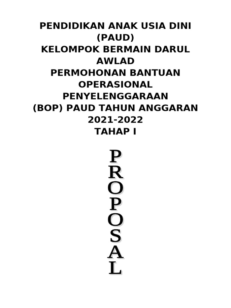 PROPOSAL BOP PAUD 2022 versi baru | PDF