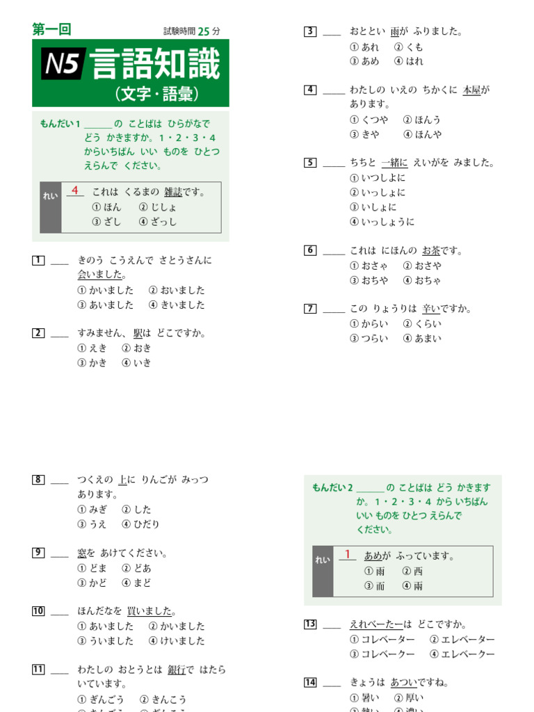 N5 Test | PDF