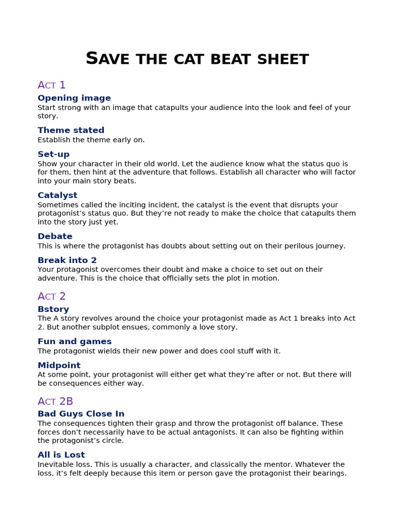 Save the Cat Beat Sheet | PDF