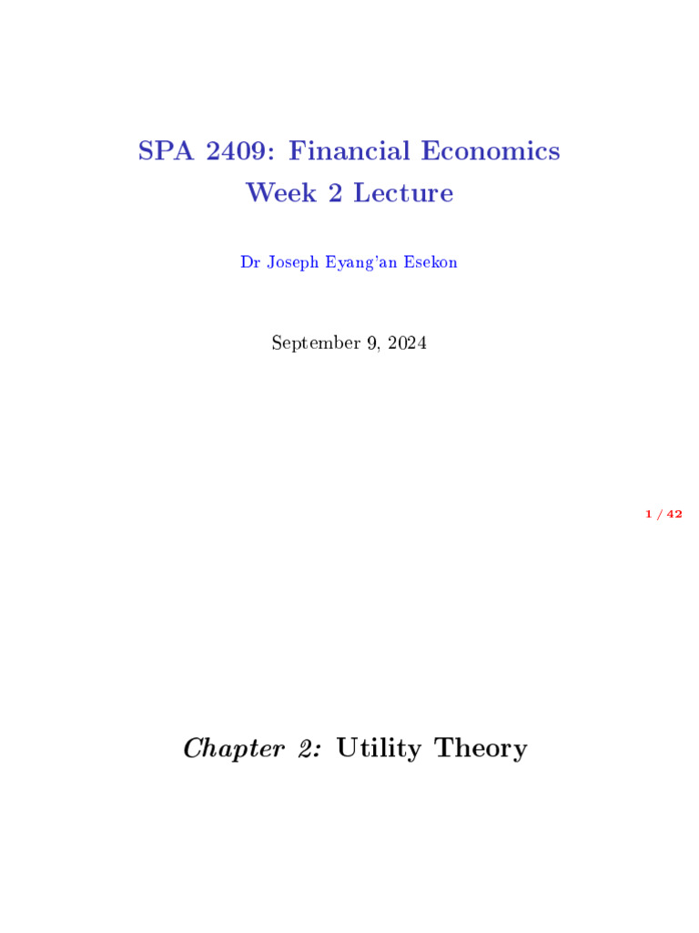 Utility Theory in Financial Economics | PDF | Risk Aversion | Utility