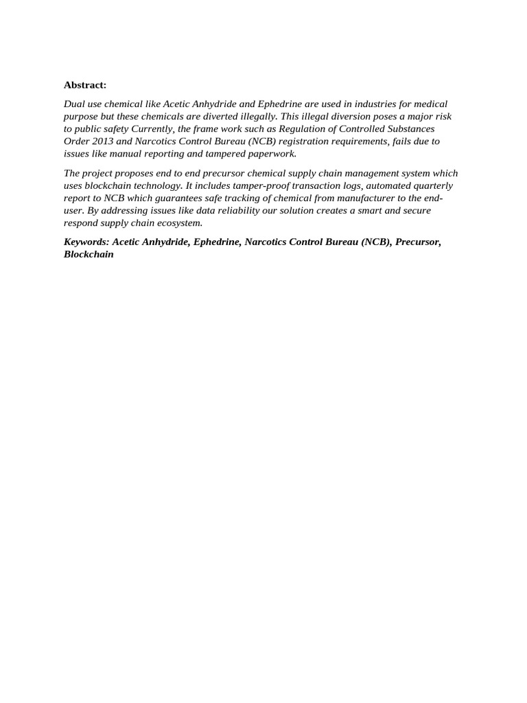 Dual Use Chemical Like Acetic Anhydride and Ephedrine | PDF