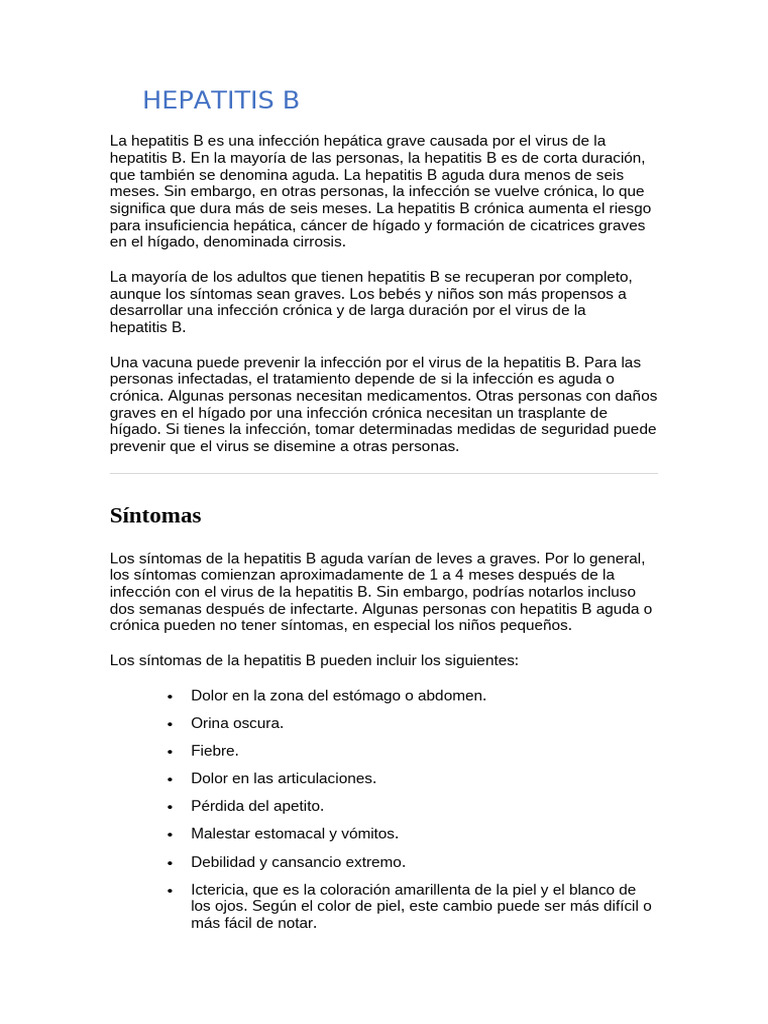 Cómo se transmite la hepatitis B | PDF | Hepatitis B | Hepatitis