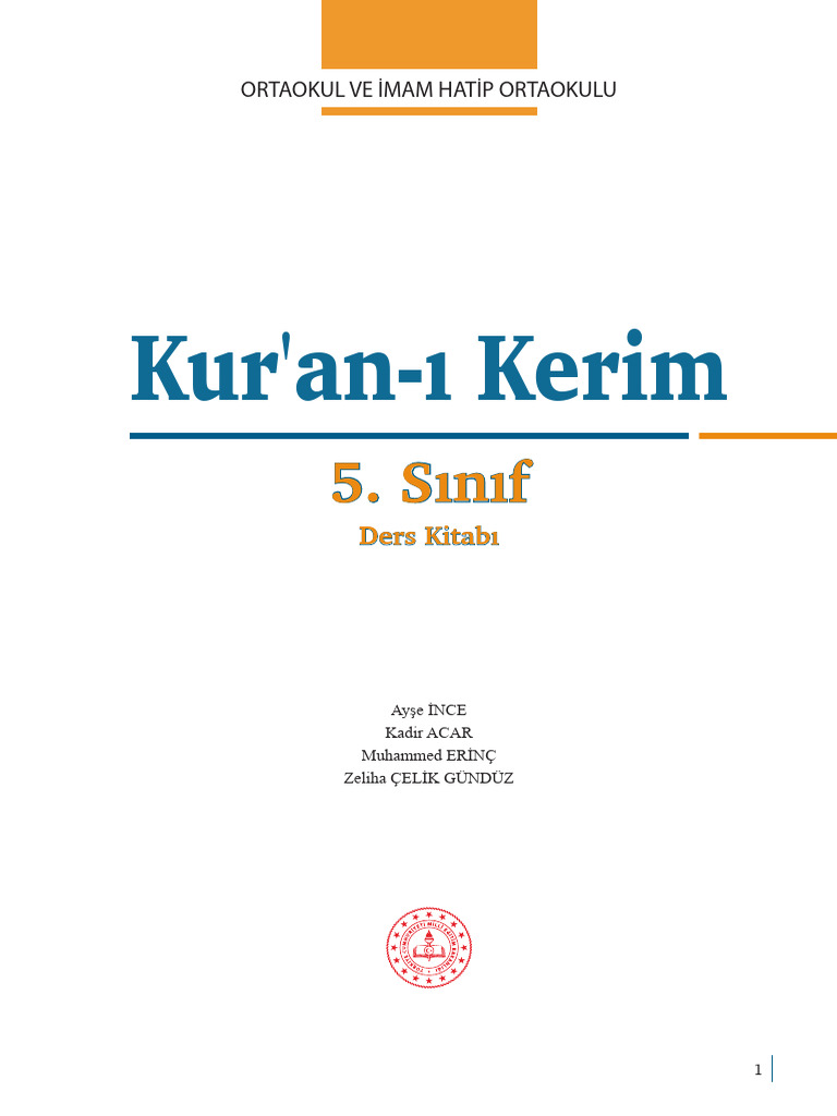 Kur'an-ı Kerim 5 Ders Kitabı Ortaokul 5. Sınıf 2024 | PDF