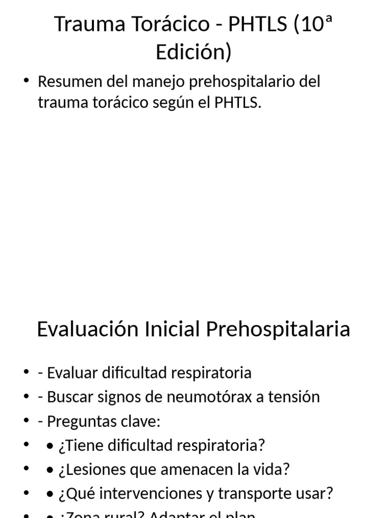 Resumen Trauma Toracico PHTLS | PDF