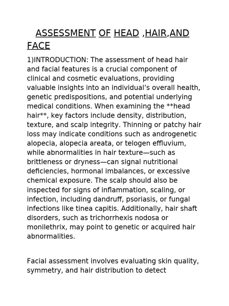 assessment of head hair face .neck.docx 4 | PDF | Neck | Hair Loss