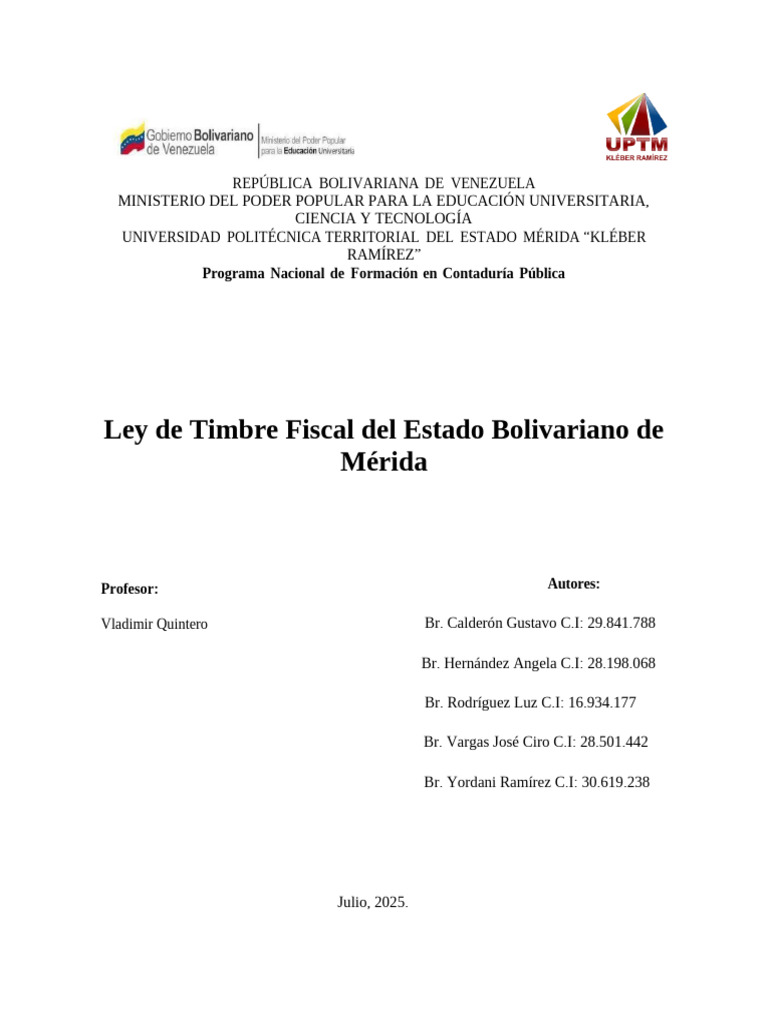 Ley de Timbre Fiscal en Mérida | PDF | Estado (política) | Economias