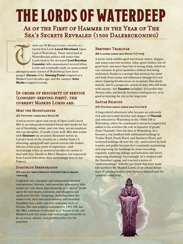 Current Masked Lords of Waterdeep | PDF | Dungeons & Dragons