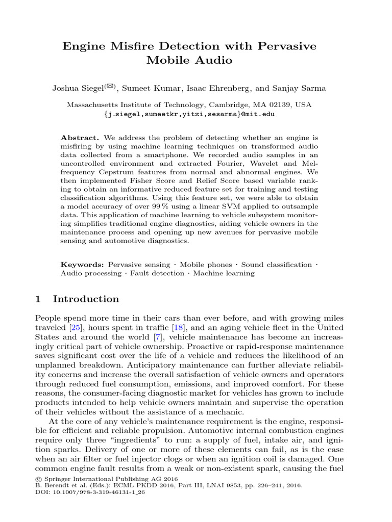 Mobile Audio for Engine Misfire Detection | PDF | Digital Signal Processing