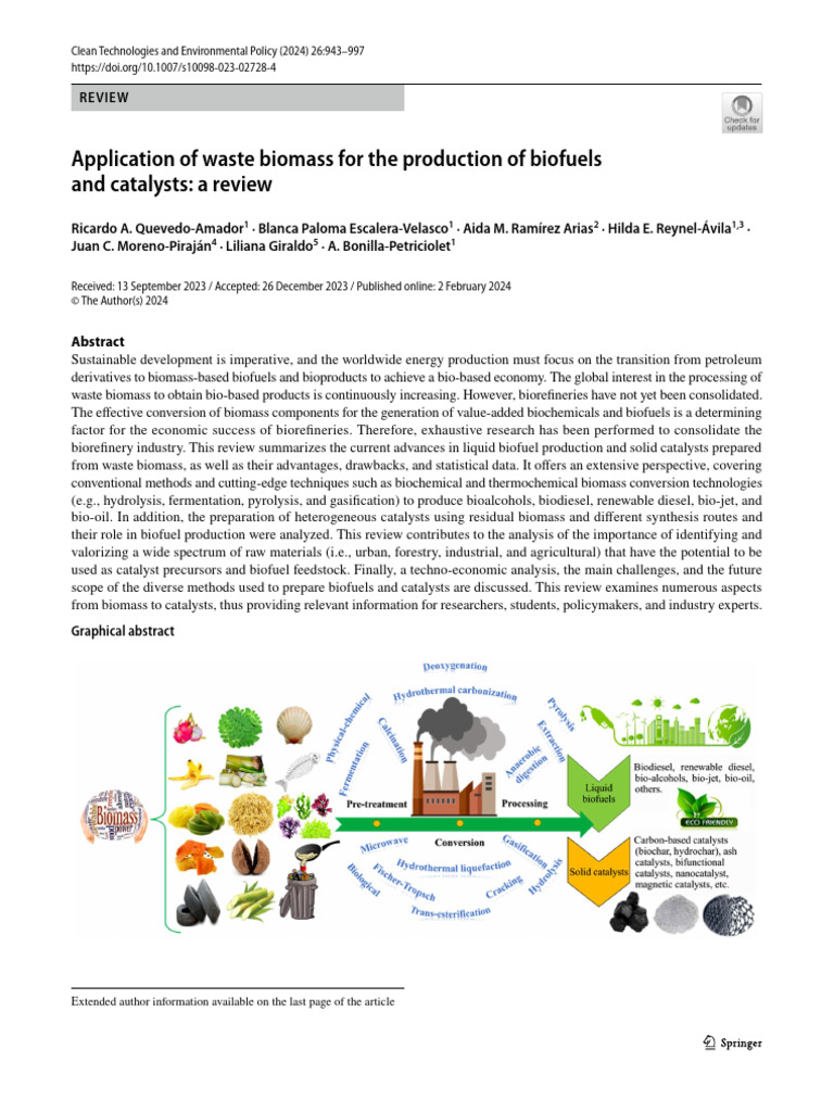 Application of Waste Biomass For The Production of Biofuels and ...