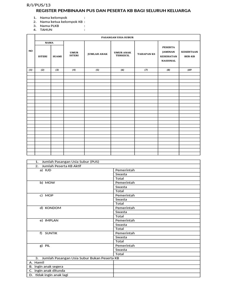 Register Peserta KB Keluarga 2023 | PDF