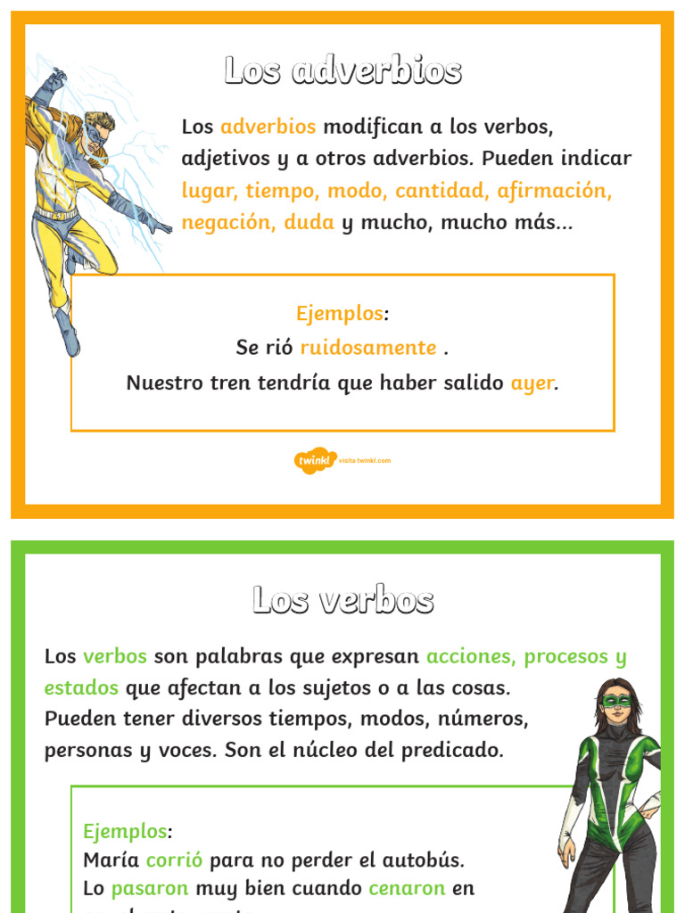 Clases de palabras en español | PDF | Adverbio | Adjetivo