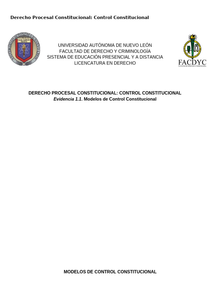 Modelos de Control Constitucional en México | PDF | Constitución | Ley ...