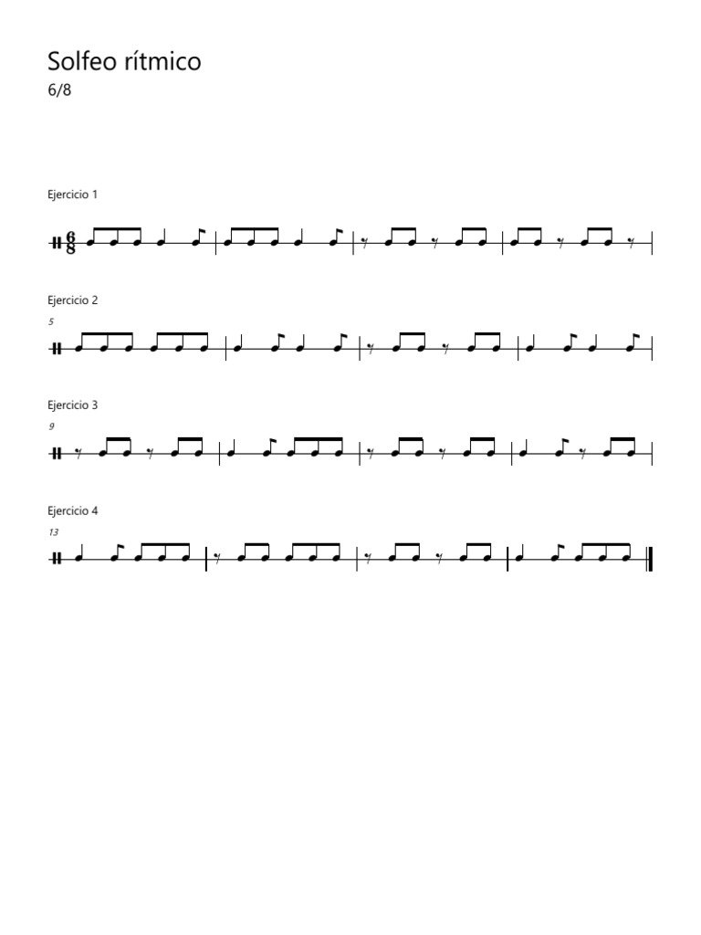 Solfeo - Ejercicios Rítmicos en 68 | PDF