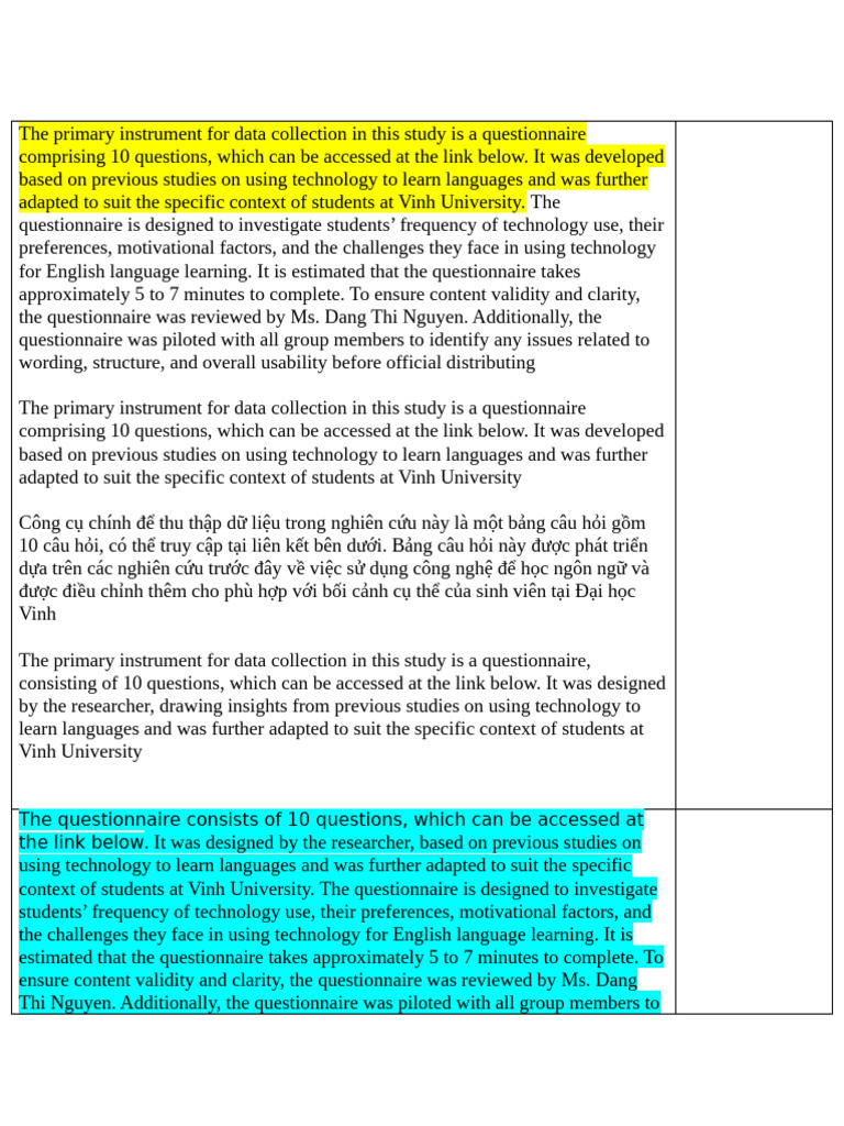 The Primary Instrument For Data Collection in This Study Is A ...