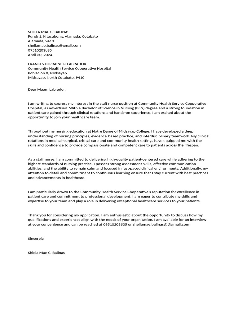 Application Letter Mock Job | PDF | Criminology | Nursing