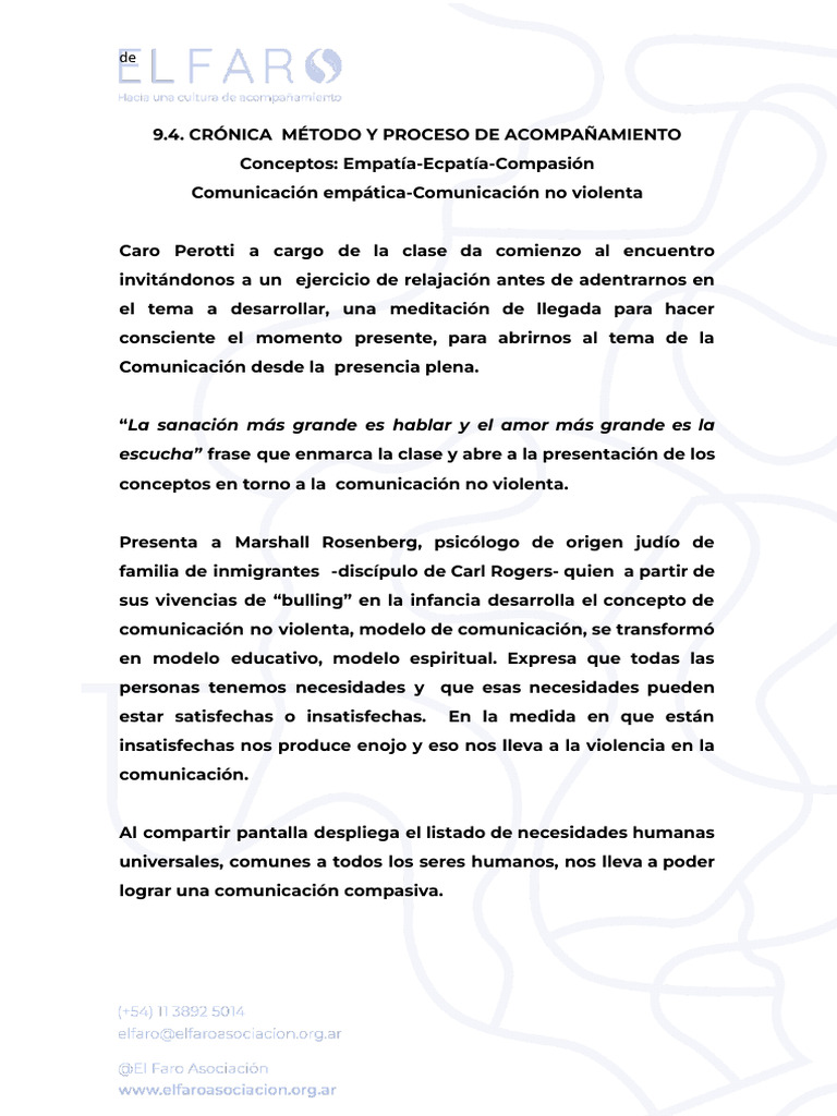 Comunicación No Violenta y Empatía | PDF | Empatía | Experiencia