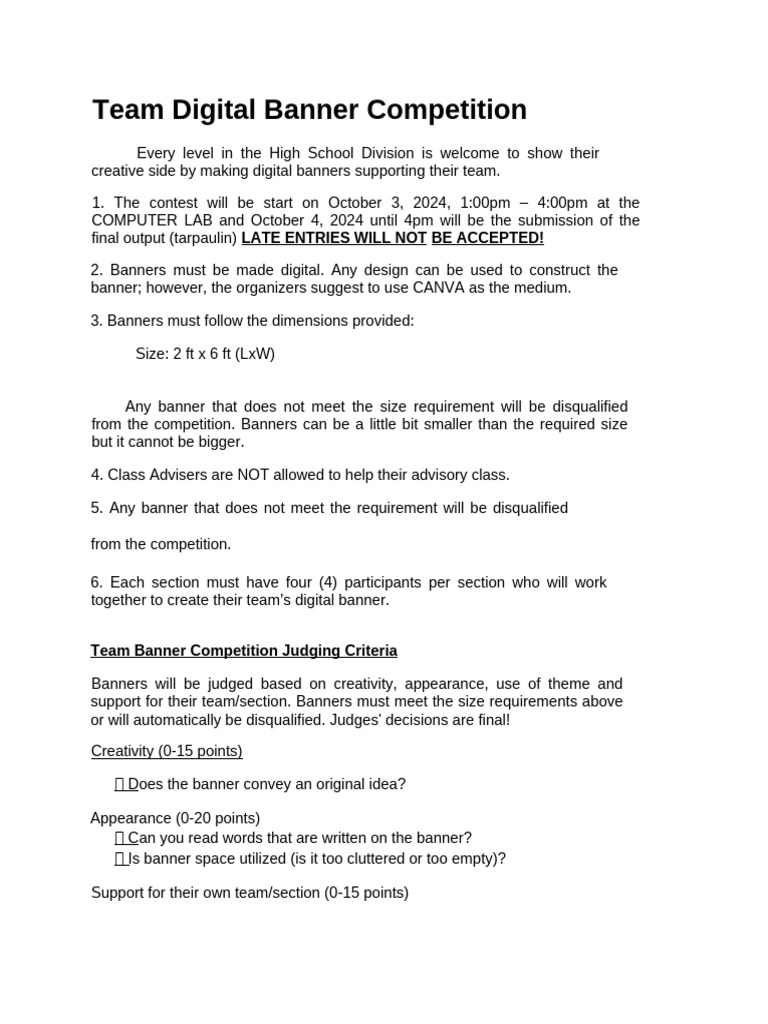 Banner Making Contest Criteria | PDF