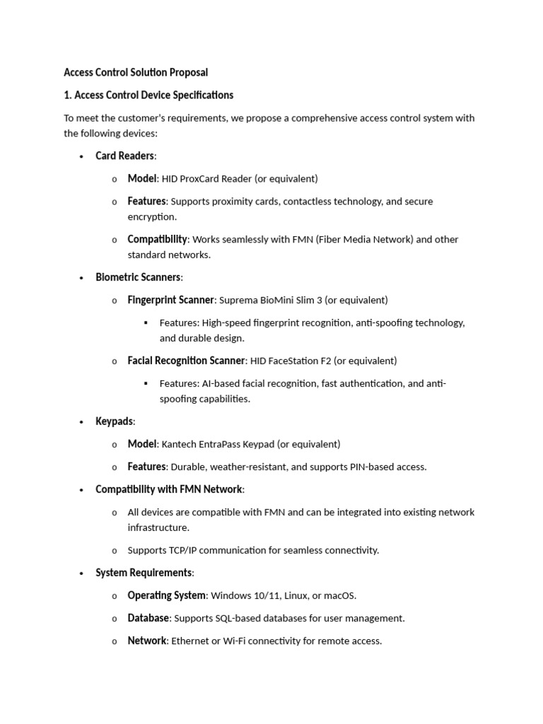 Access Control Solution Proposal | PDF | Access Control | Computer Network