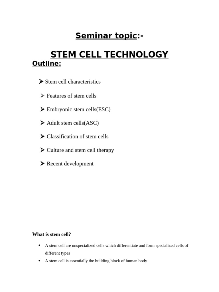 STEM CELL TECHNOLOGY- | PDF | Stem Cell | Cell Potency