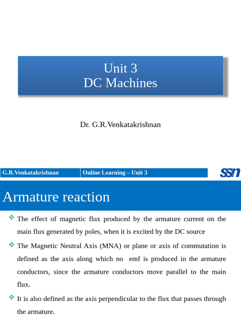 Armature Reaction and Commutation in DC Machines | PDF | Machines ...