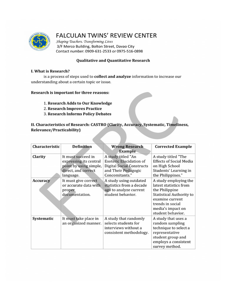FTRC - Research 1 | PDF