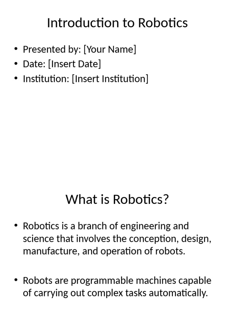 Introduction to Robotics Overview | PDF