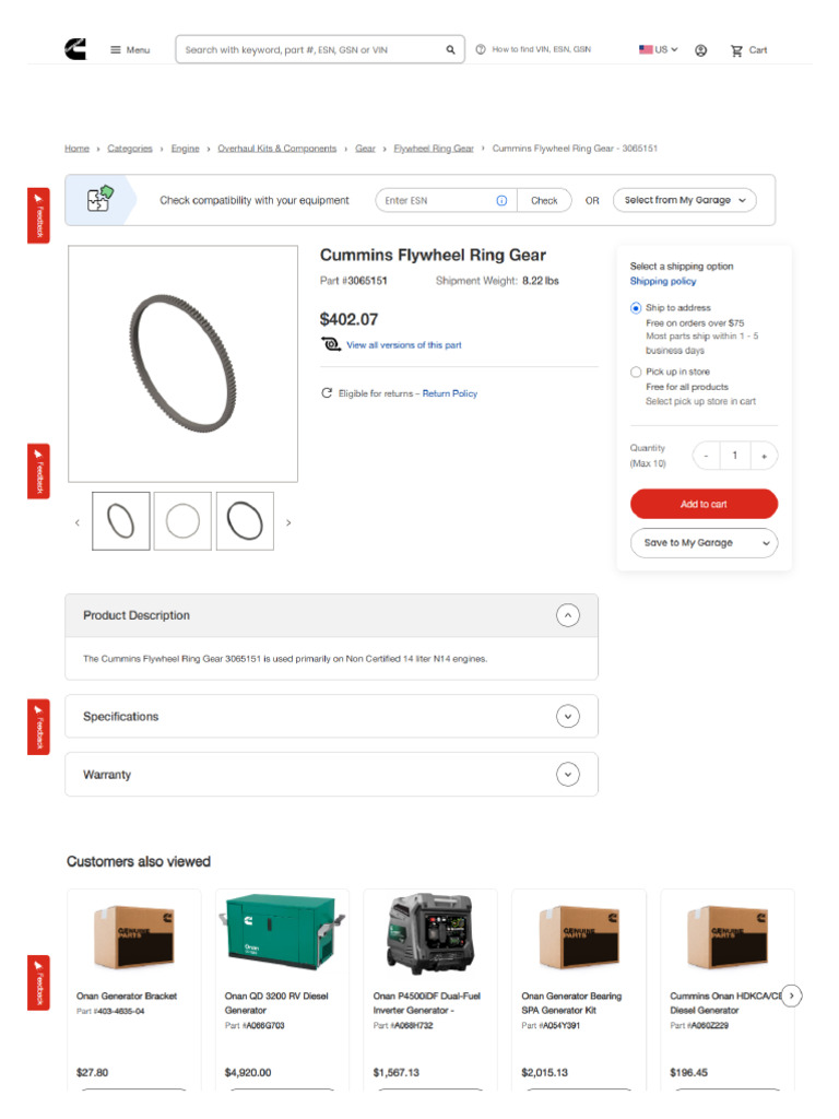 Screencapture Shop Cummins SC Product Cummins Flywheel Ring Gear ...