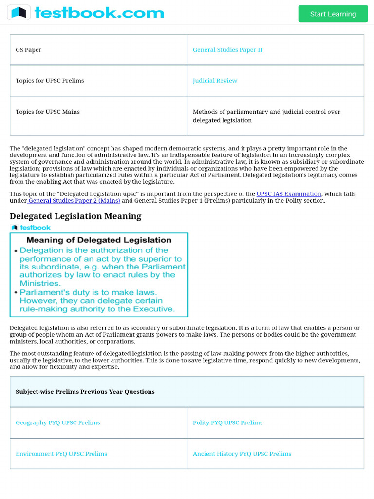 Delegated Legislation - Meaning, History, Need, Types & More - UPSC ...