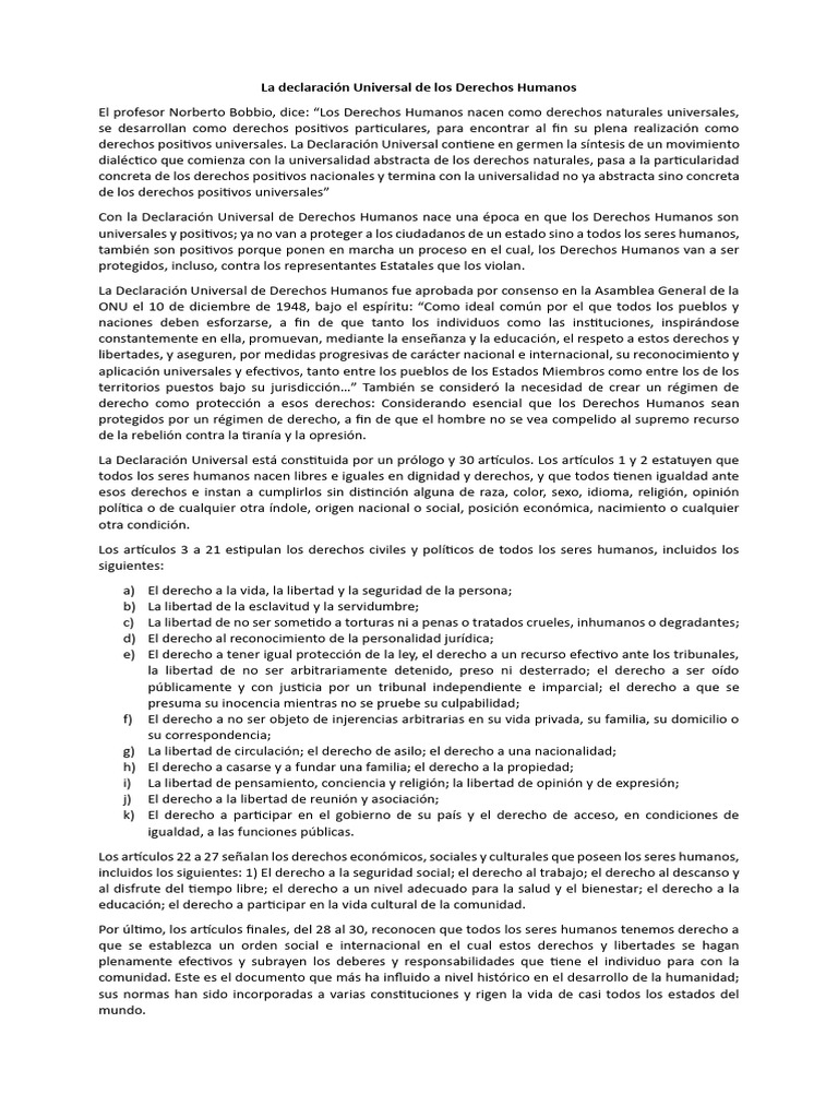 Declaración Universal de Derechos Humanos | PDF | Derechos humanos ...