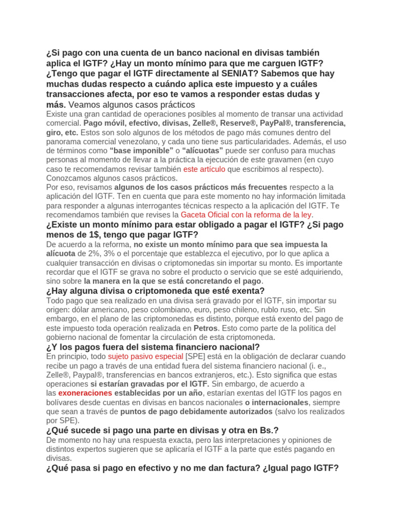 Si Pago Con Una Cuenta de Un Banco Nacional en Divisas También Aplica ...