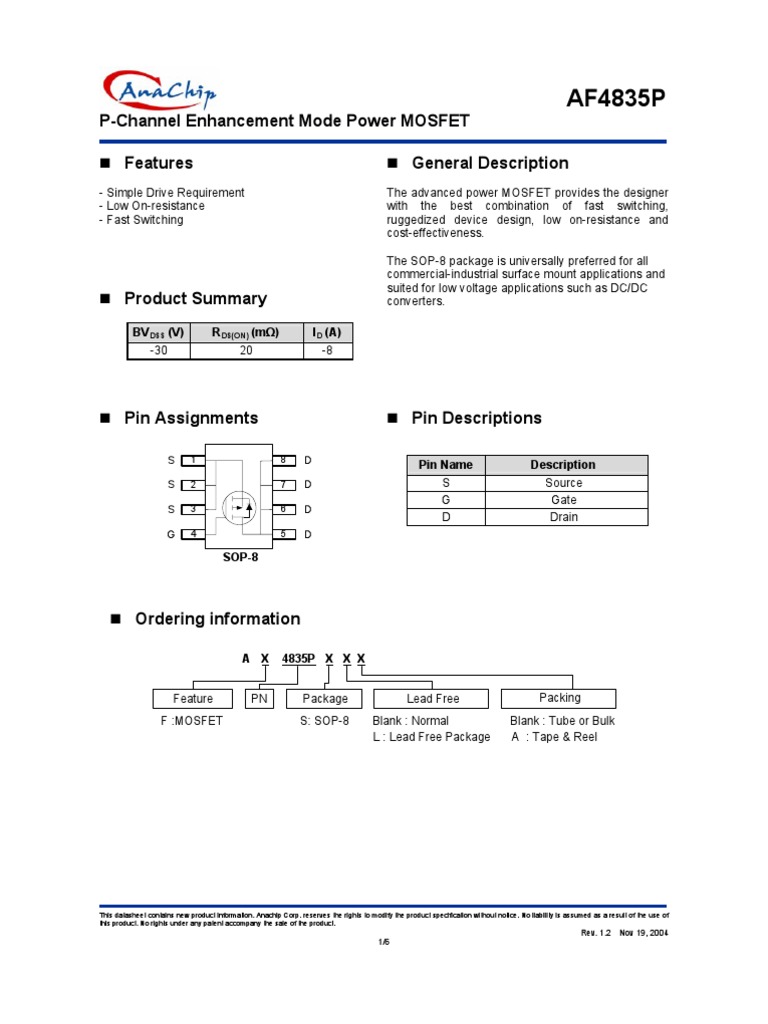 4835 P | PDF | Field Effect Transistor | Mosfet