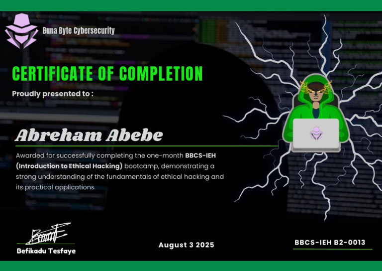 Abreham BBCS IEH Certificate | PDF