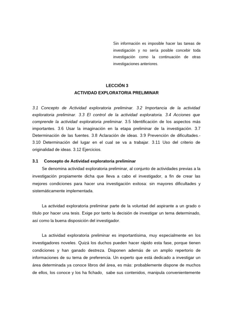 Actividad Exploratoria Preliminar en Investigación | PDF | Conocimiento ...