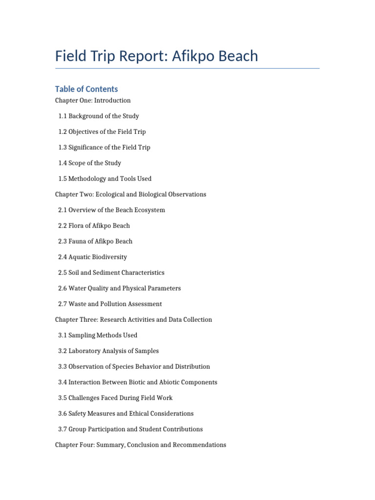 Afikpo Beach Field Trip Report | PDF