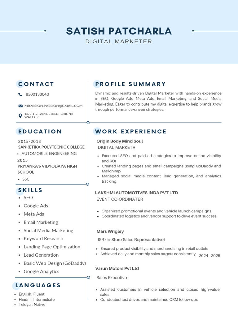 Blue Simple Professional CV Resume | PDF