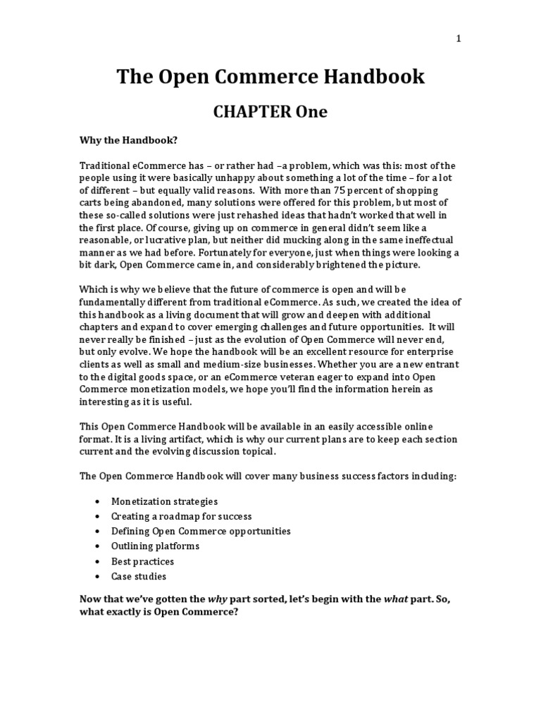 The Open Commerce Handbook: Chapter One | PDF | E Commerce | Digital ...