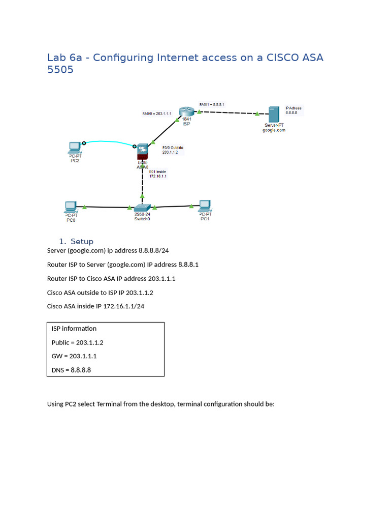 Configuring Internet Access on Cisco ASA | PDF | Ip Address | Router ...