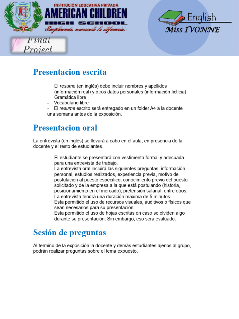 Final Proyect 5th Year-1 | PDF