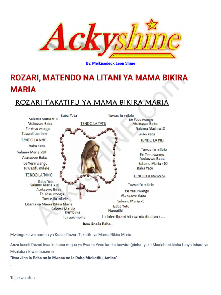 Rozari, Matendo Na Litani Ya Mama Bikira Maria | PDF