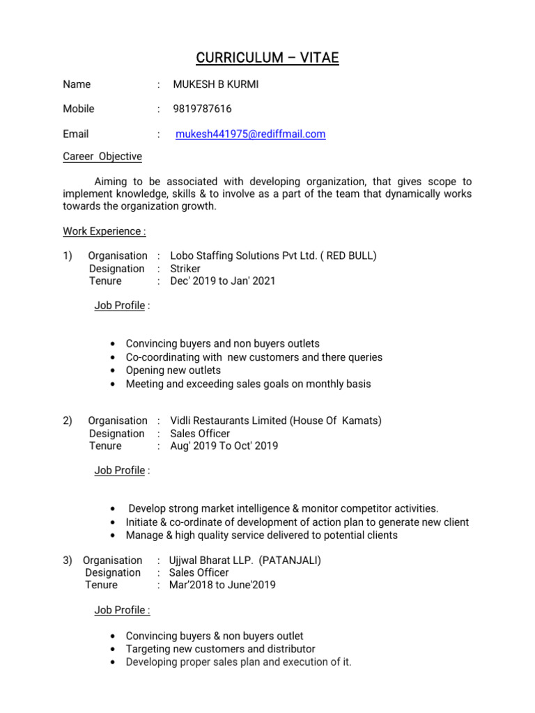 Resume Mukesh Jan 21 | PDF