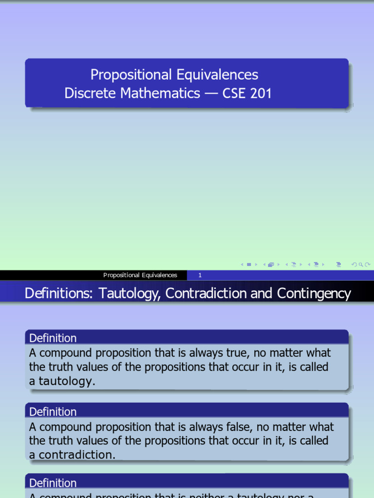 Lecture02 Propositional Equivalences | PDF | If And Only If | Contradiction