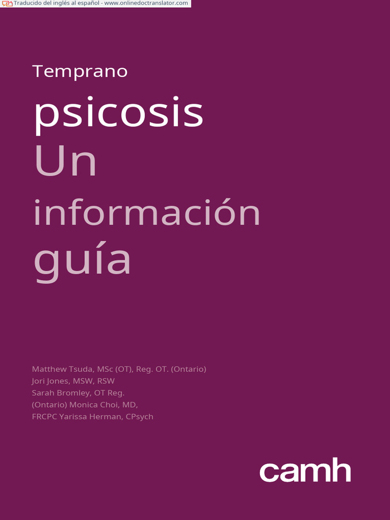 Guía sobre psicosis temprana: síntomas y tratamiento | PDF | Terapia de ...
