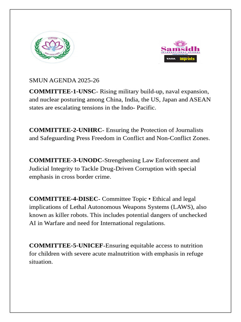 SMUN Agenda 2025 | PDF