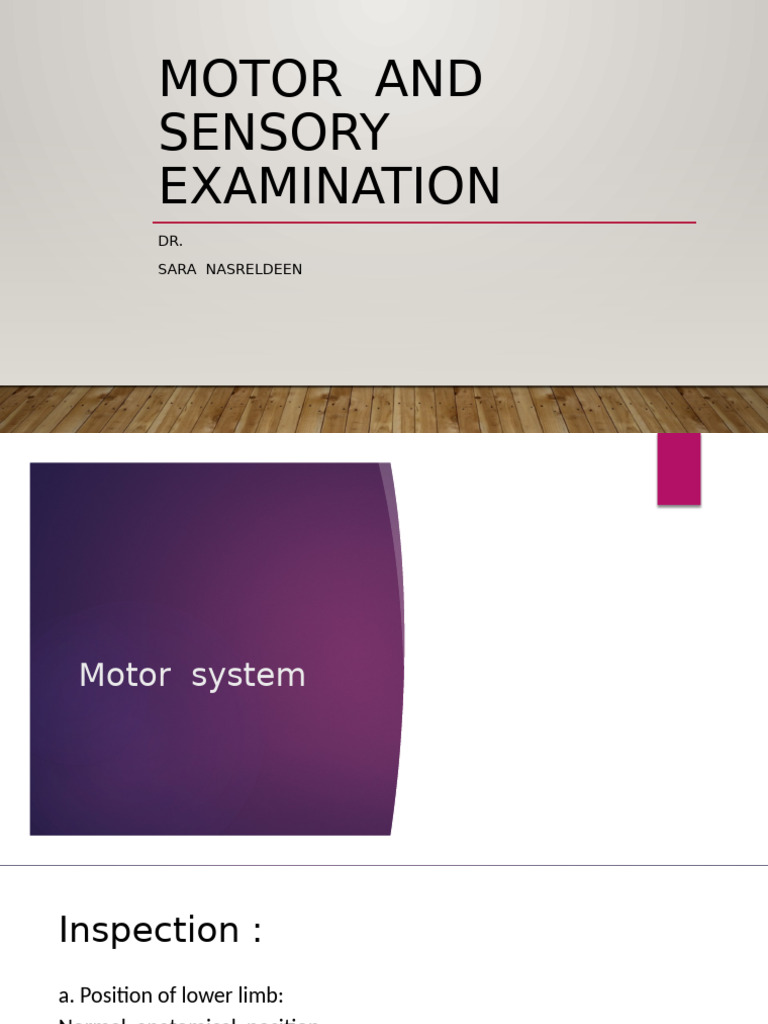 Sensory and Motor Examination of Lower and Upper Limb 043403 | PDF ...