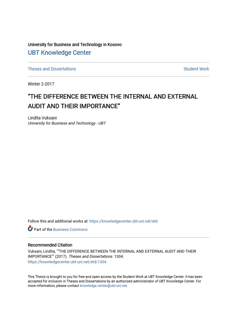 The Difference Between The Internal and External Audit and Their | PDF ...