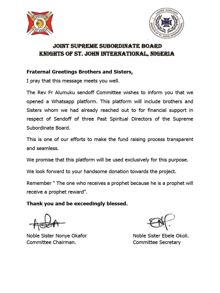 Fraternal Greetings Brothers and Sister1 - 090439 | PDF