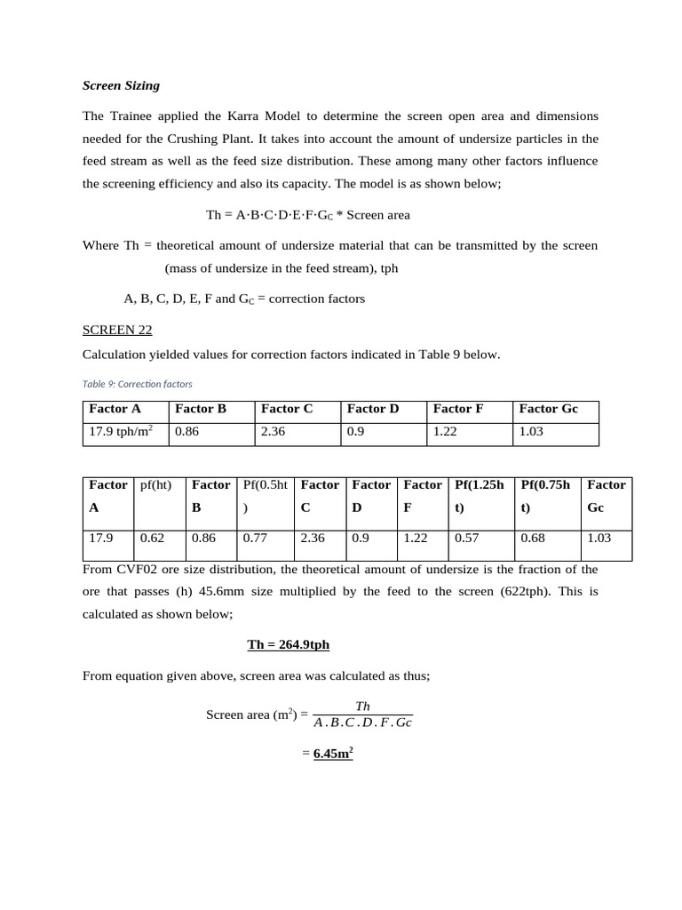 Crushing Plant Screen Sizing Analysis | PDF | Length